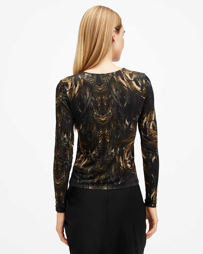 Katlyn Crew Neck Long Sleeve Top CHARM BLACK | ALLSAINTS
